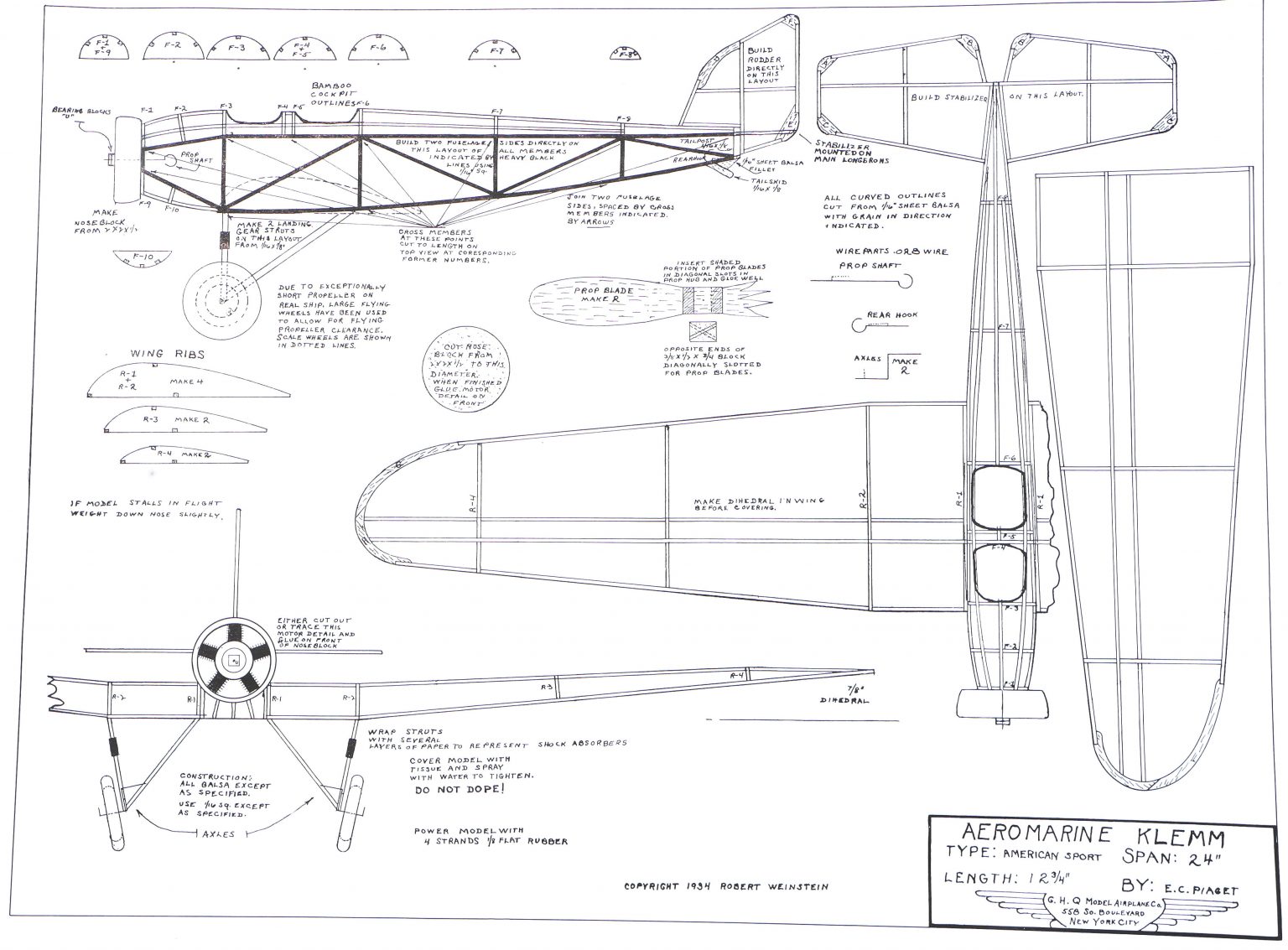 Aeromarine Klemm GHQ - 24 in wingspan - The Gee Bee.com